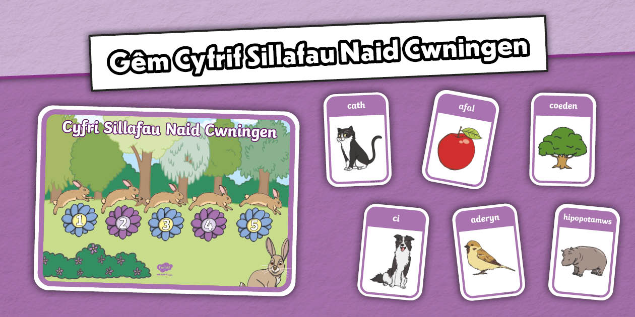 Gêm Cyfri Sillafau Naid Cwningen