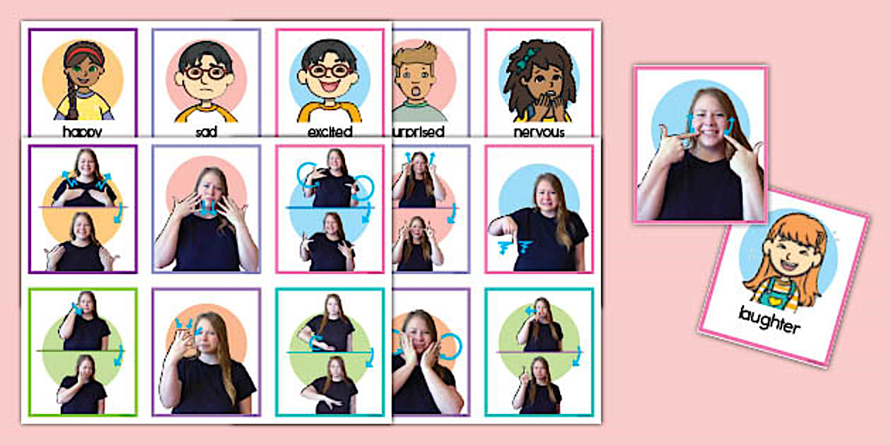 ASL Emotions Matching Cards (teacher made) - Twinkl