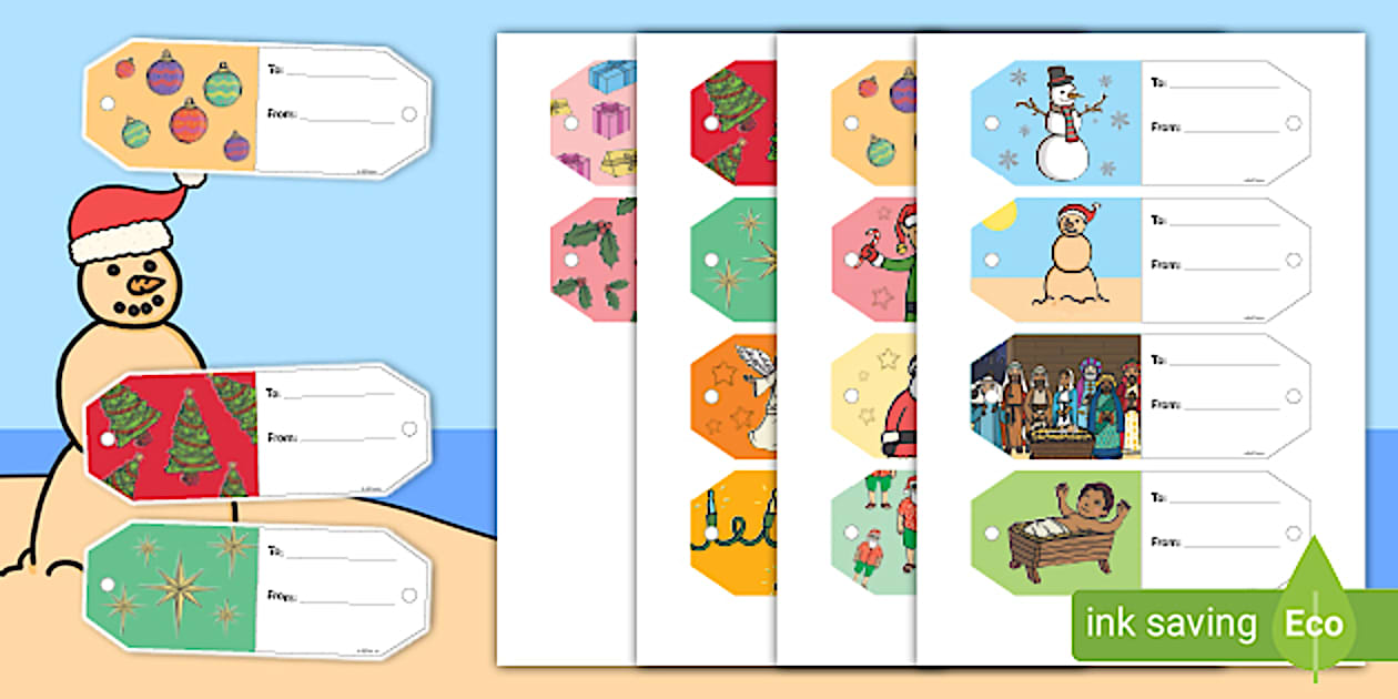 Black and White Christmas Gift Tags (teacher made) - Twinkl
