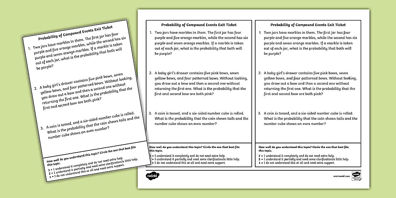Seventh Grade Probability of Compound Events Exit Ticket