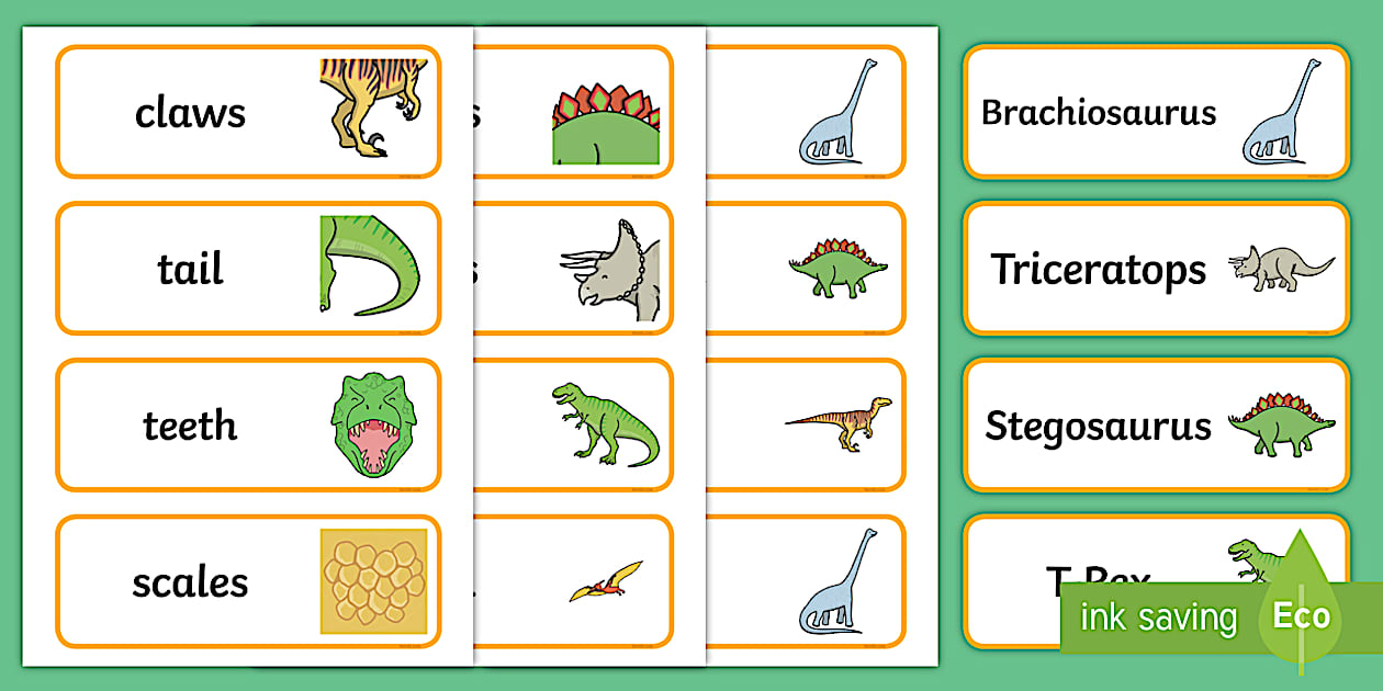Editable Dinosaur Words Cards (teacher made) - Twinkl