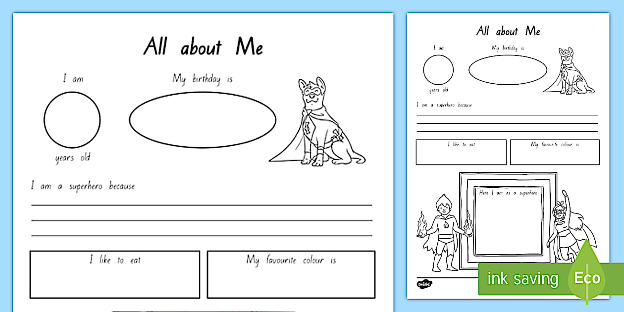 Superhero All about Me Worksheet / Worksheet (teacher made)