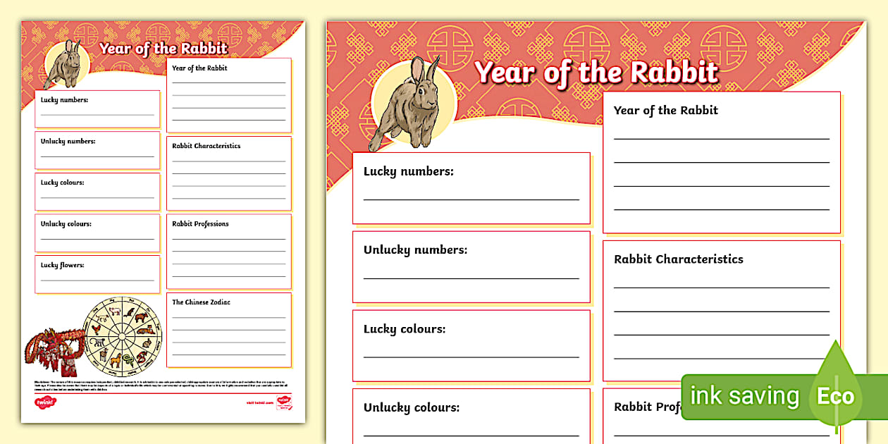 Year of the Rabbit Fact File Template (Teacher-Made)
