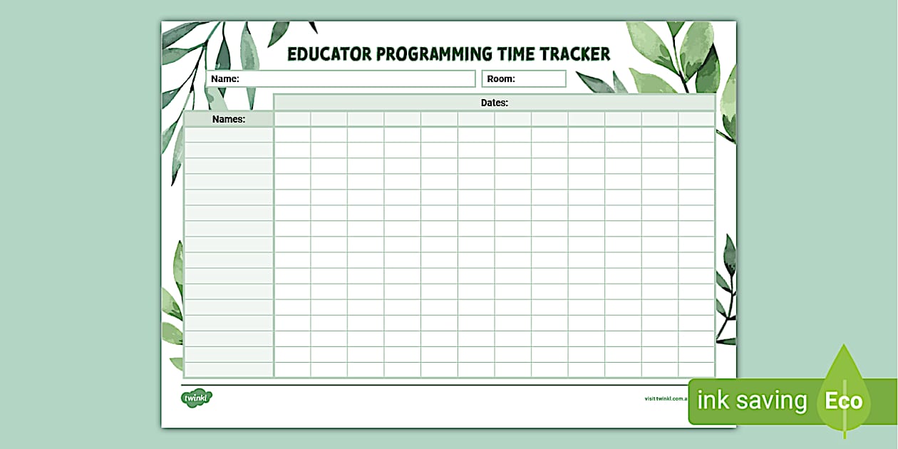 Educator Programming Time Tracker (teacher made) - Twinkl