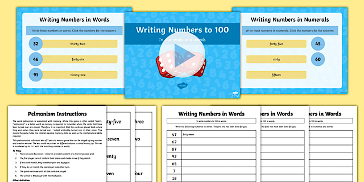 Y2 Maths Write Numbers Least 100 Numerals And Words Lesson Pack