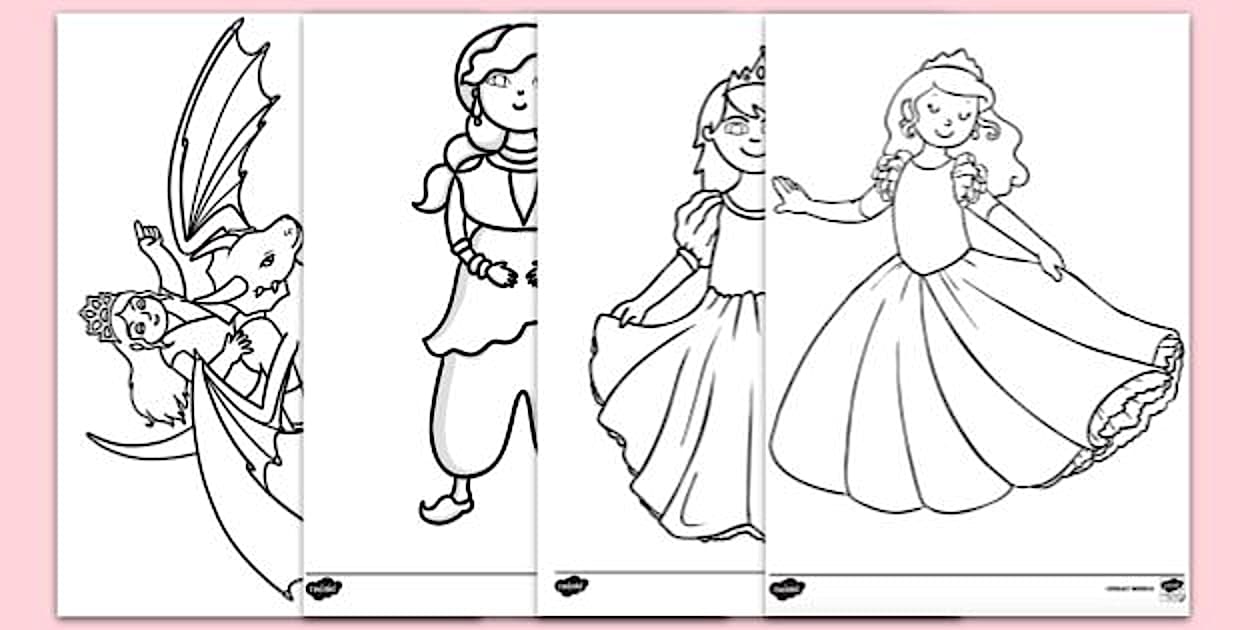Desene de colorat cu prințese | Fișe de colorat cu prințese