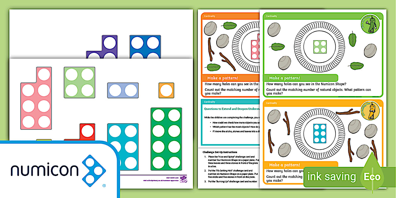 EYFS Maths Counting Chilli Challenges: Numicon Shape Natural Patterns