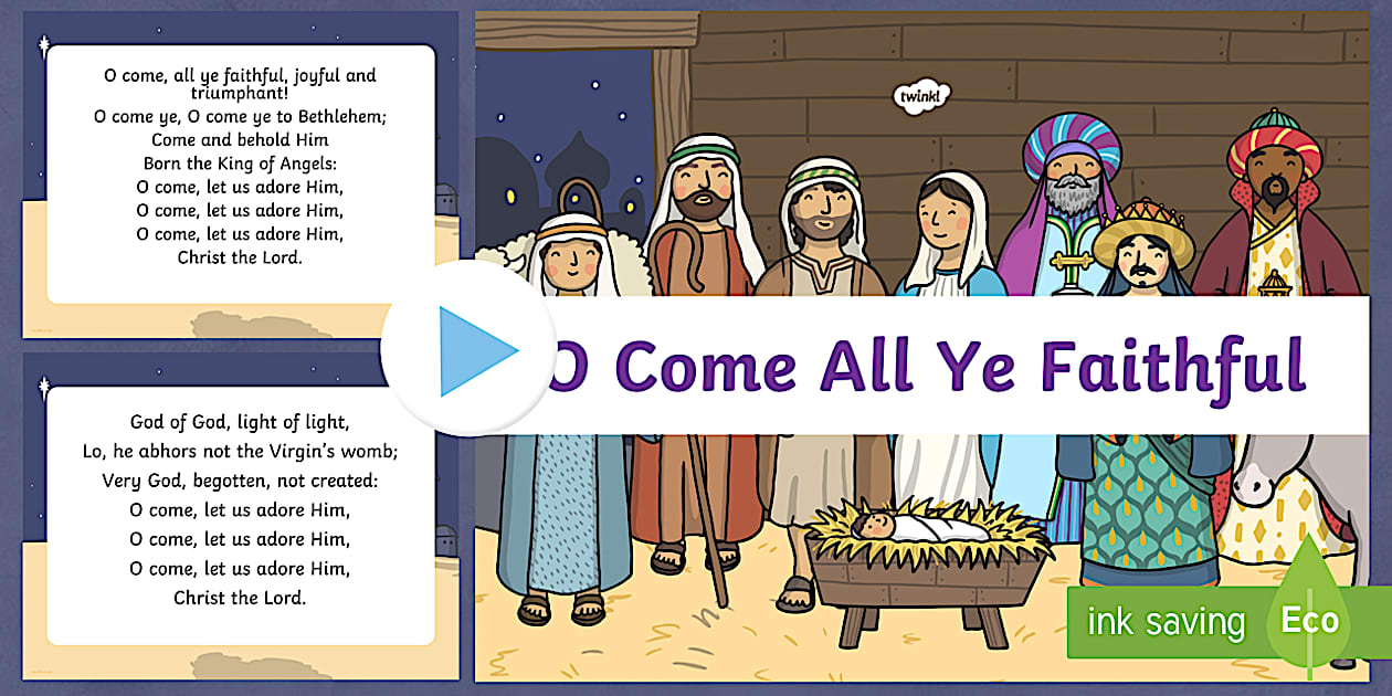 O Come All Ye Faithful Lyrics PowerPoint | Christmas Carols