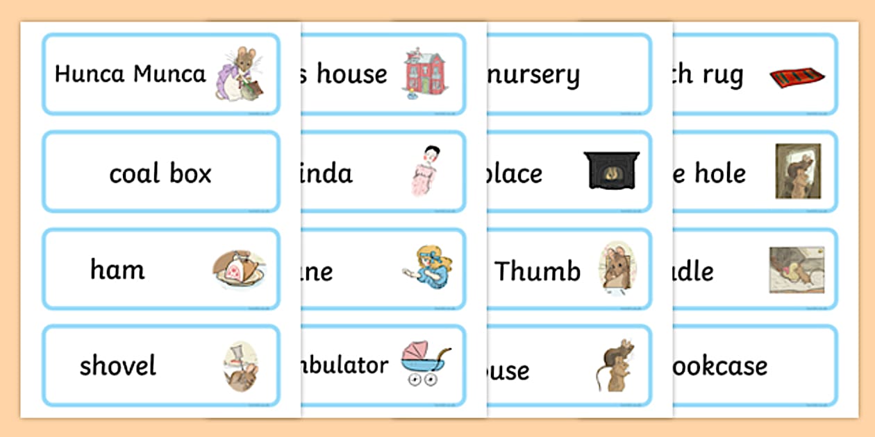 The Tale of Two Bad Mice Word Cards (teacher made) - Twinkl
