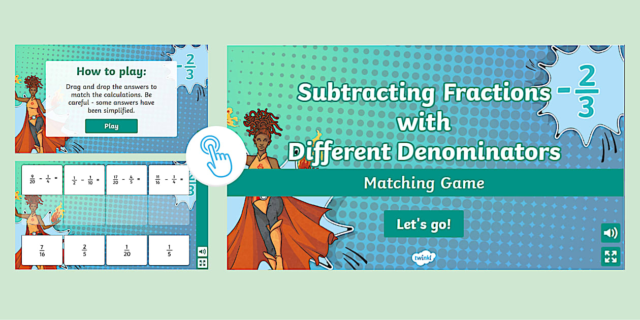 👉 Subtracting Fractions with Different Denominators Game