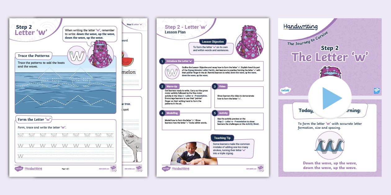 Step 2 Letter w Pack: Joined Handwriting Practice - Twinkl