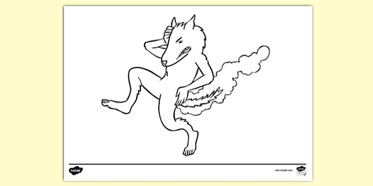 Wolf Running Away Colouring Sheet - Primary School - Twinkl