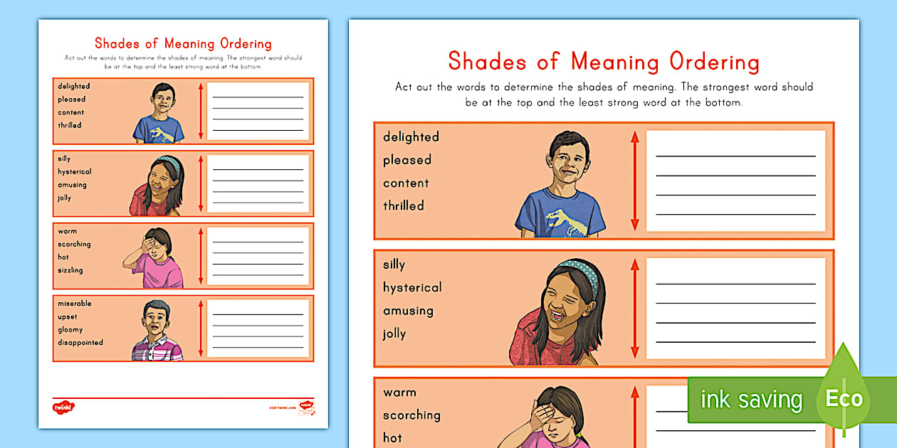 Shades of Meaning: Synonym Sorting Worksheet - Twinkl