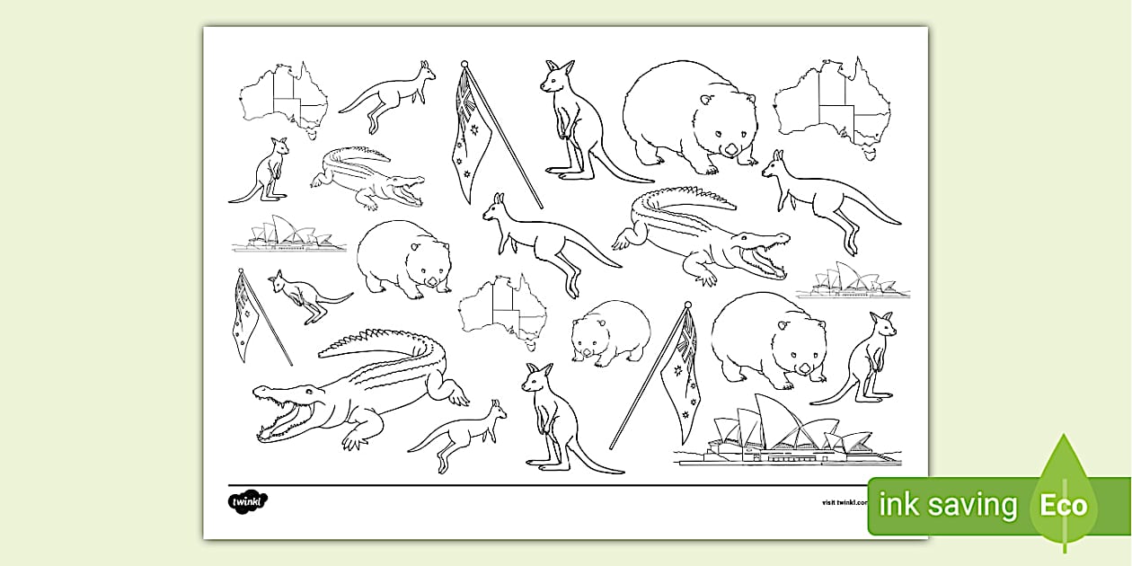 Australian Doodle Colouring Page (Teacher-Made) - Twinkl