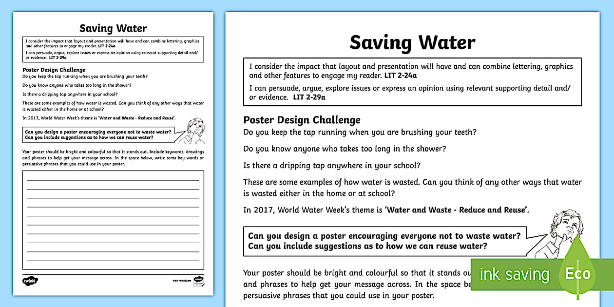 Save Water Activity in School - Poster Ideas – CfE Challenge