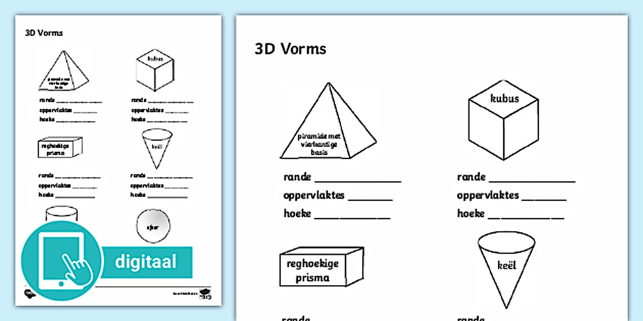 Eienskappe Van 3D Vorms Digitale Aktiwiteit (teacher made)