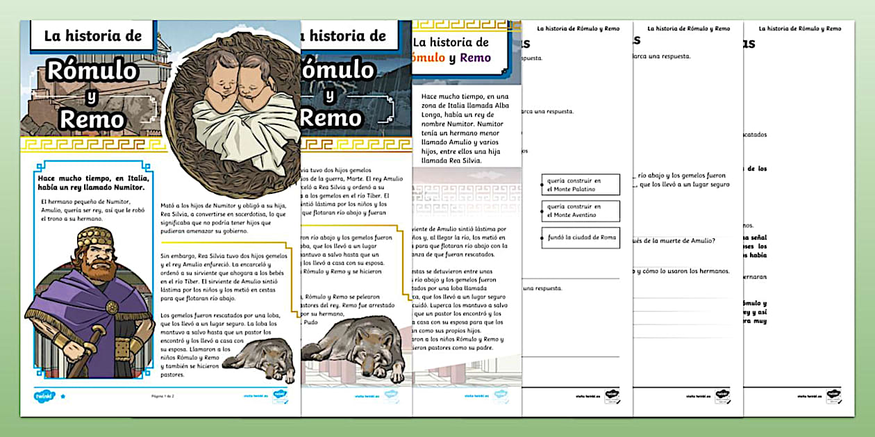 Comprensión lectora por niveles: La historia de Rómulo y Remo