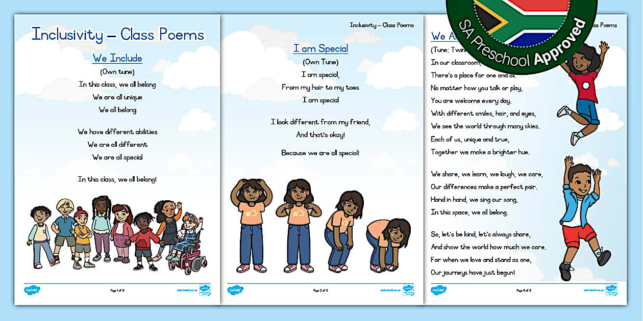 Preschool: Inclusivity- Classroom Poems - Twinkl