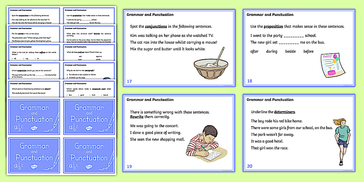 Editable Year 4 Grammar and Punctuation Challenge Cards