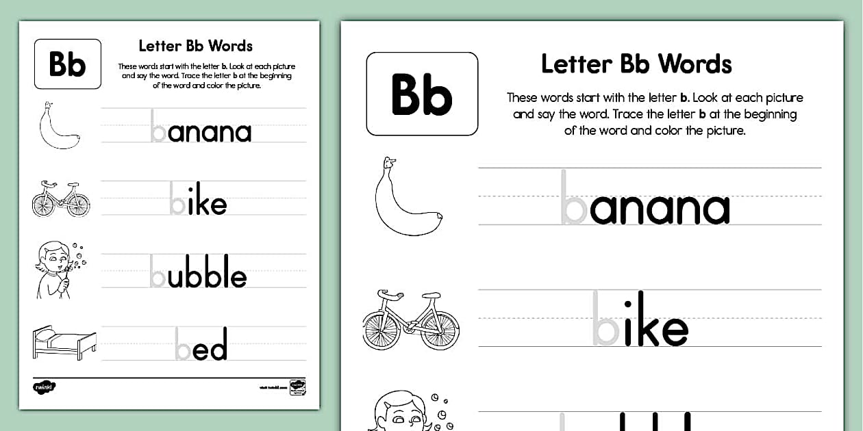 Letter Bb Words: Letter Recognition Worksheet (teacher made)