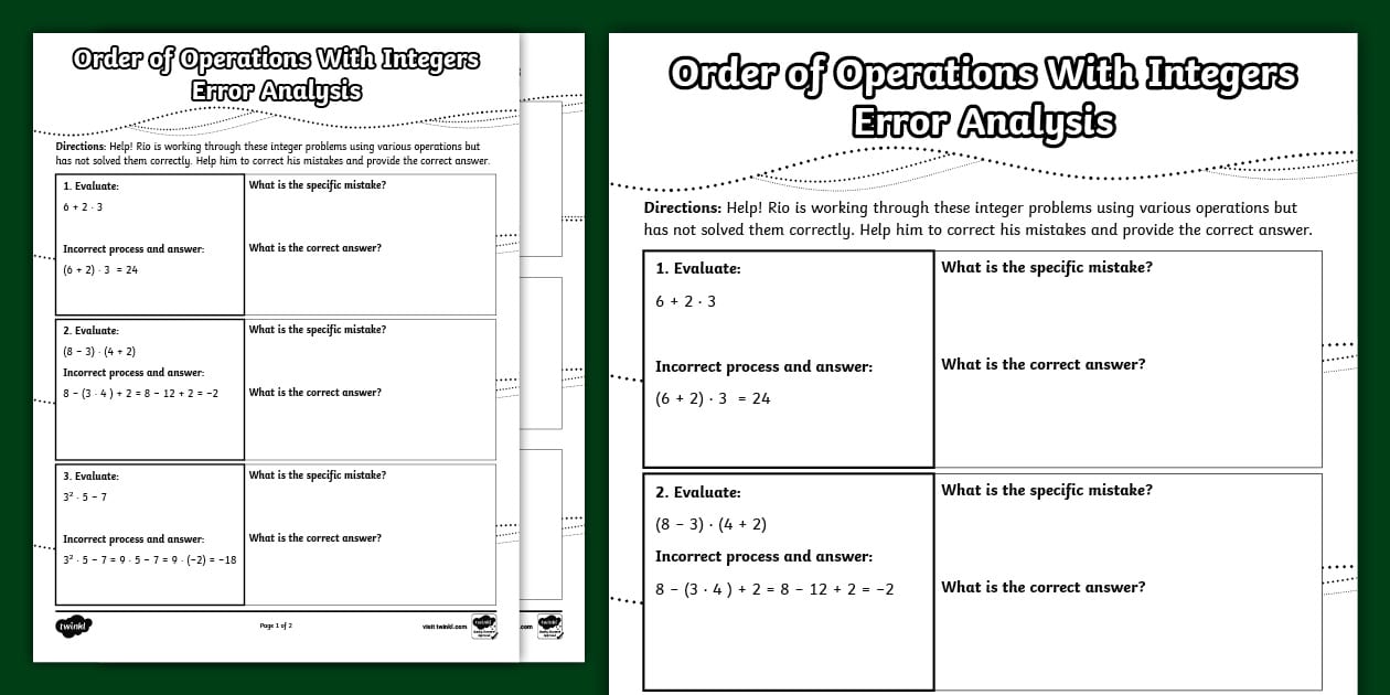 7th-Grade Order of Operations Error Analysis | Twinkl USA