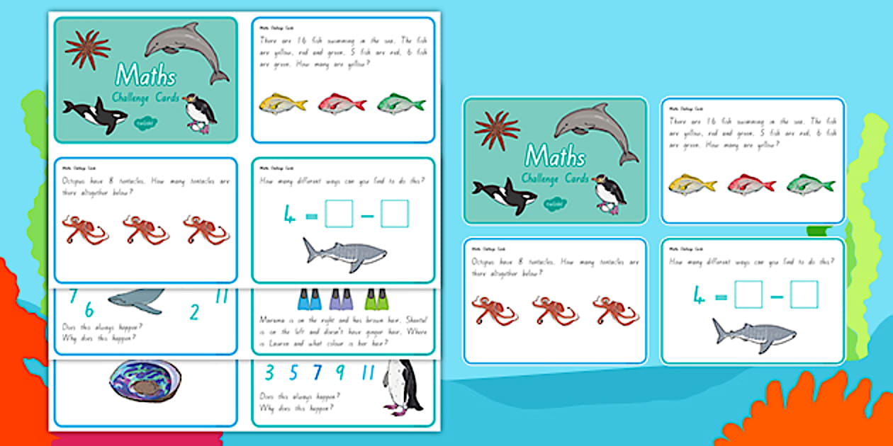 Under the Sea Maths Challenge Cards (teacher made) - Twinkl