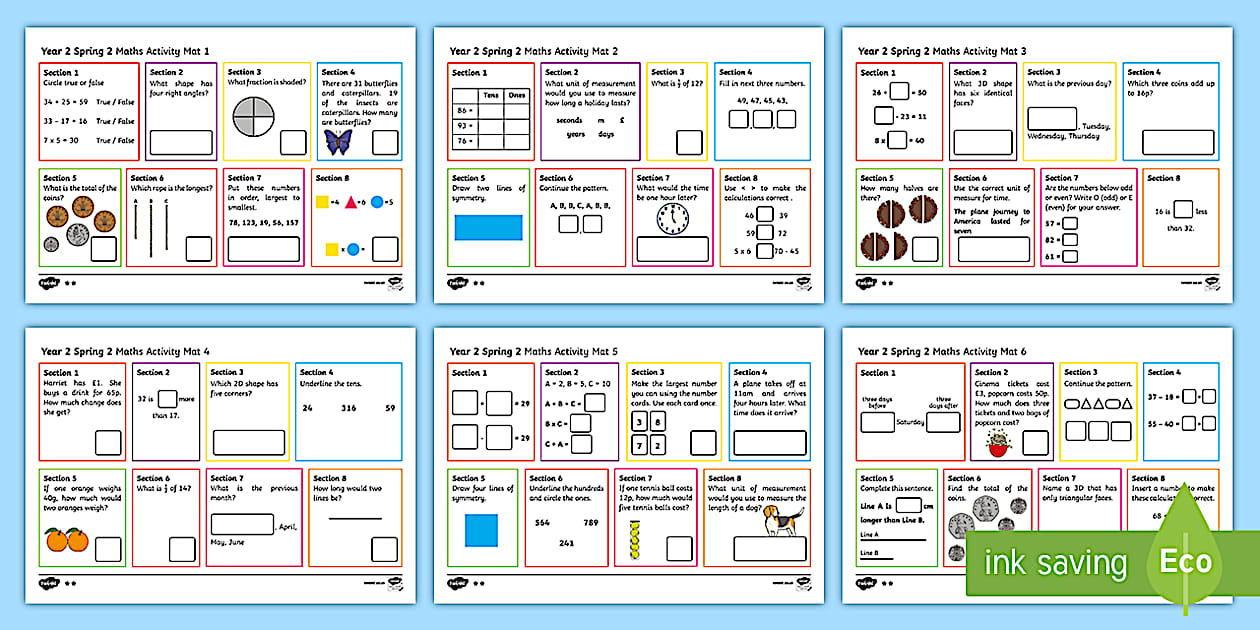 Year 2 Spring 2 Maths Activity Mats - Twinkl