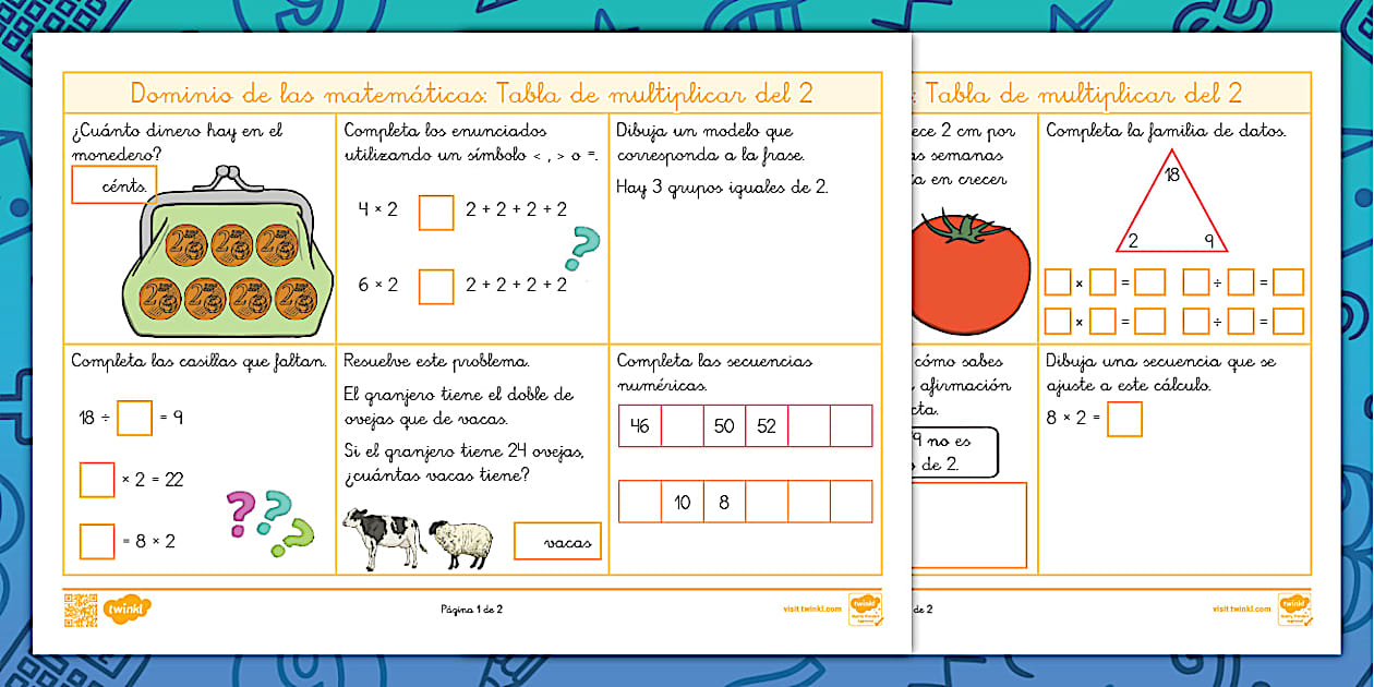 Ficha de actividad: Tabla de multiplicar del 2 - Twinkl