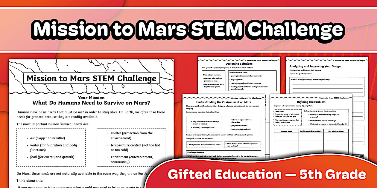 Mission to Mars STEM Challenge for Gifted Education
