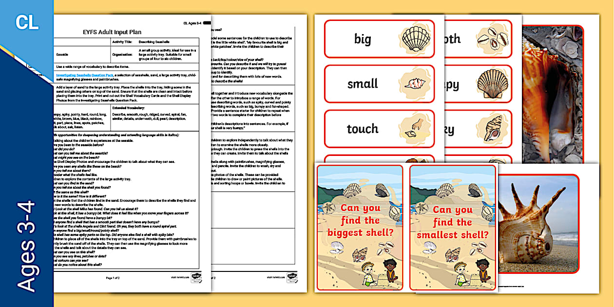 Kindergarten Describing Seashells Adult Input Plan and Resource Pack