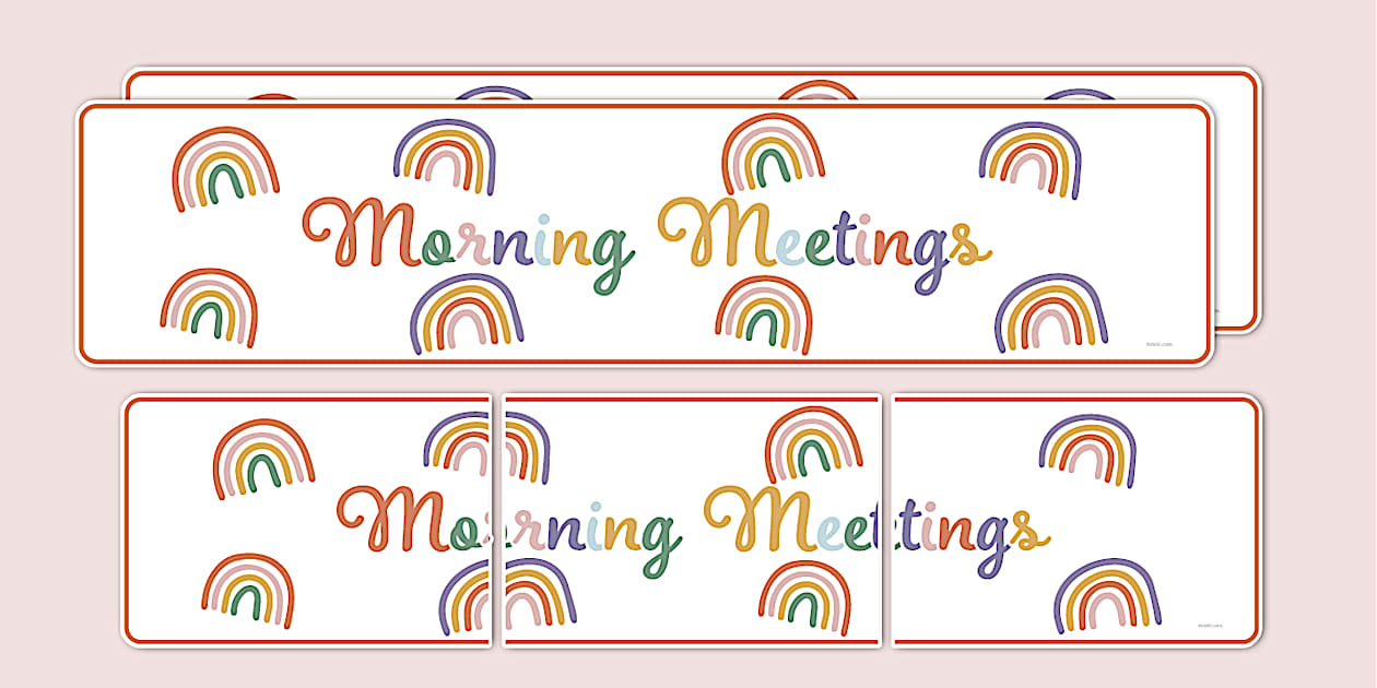 Muted Rainbow Themed Morning Meetings Display Banner