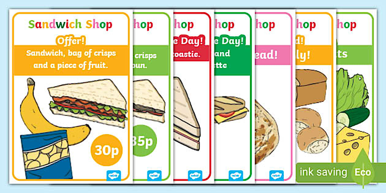 Cursive Sandwich Shop Role Play Posters (teacher made)