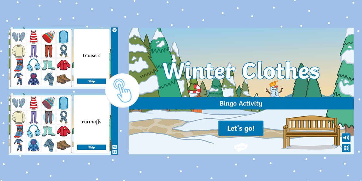 Winter Clothes Interactive Bingo Activity - Twinkl - KS1