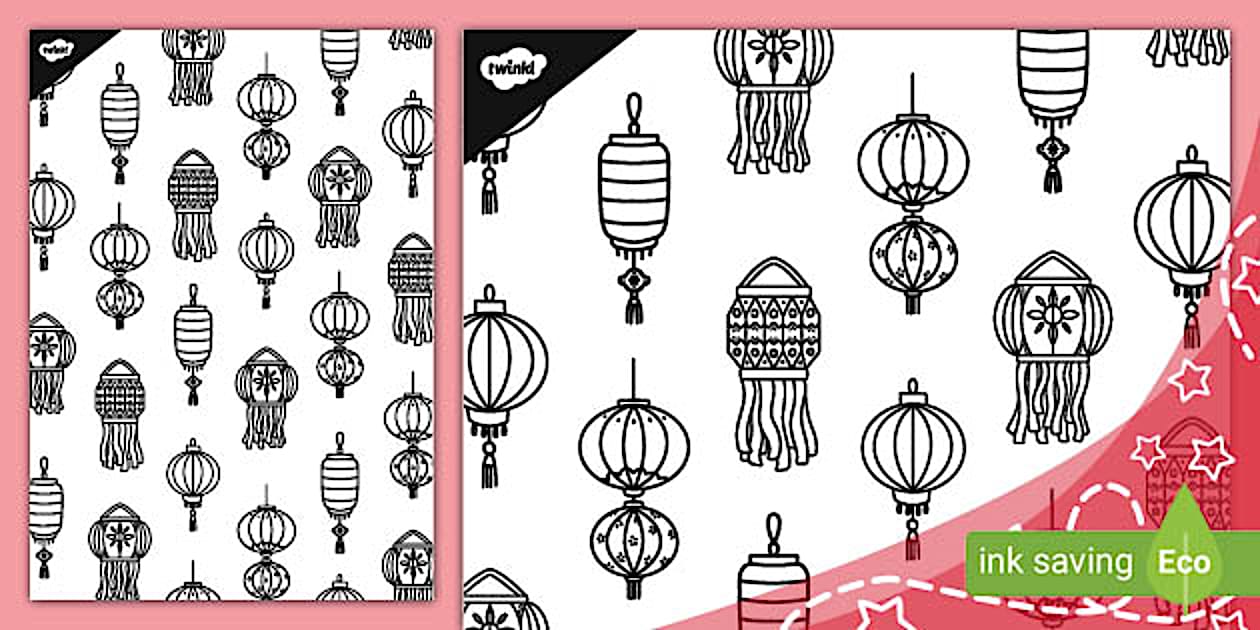 Chinese New Year Lantern Pattern Doodle Colouring Sheet