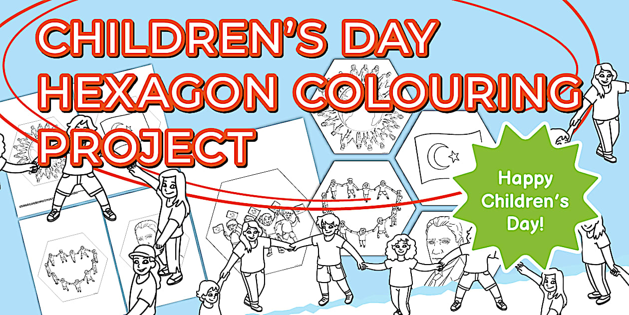Children's Day Hexagon Colouring Project-Twinkl
