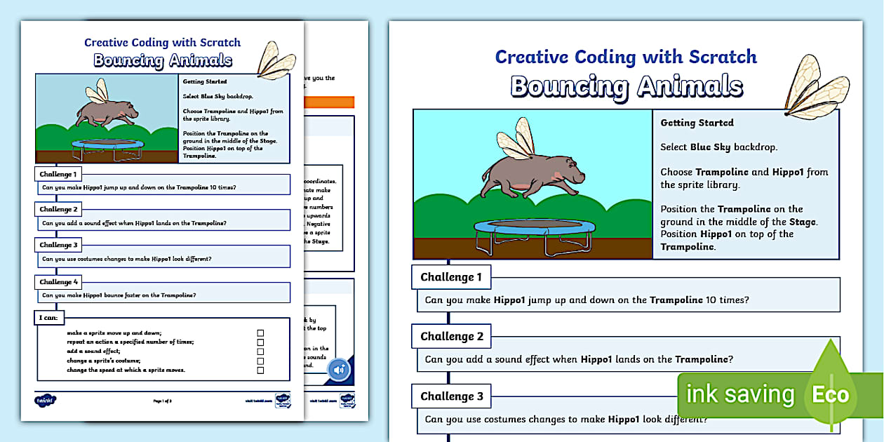 Bouncing Animals Scratch Worksheet (teacher made) - Twinkl