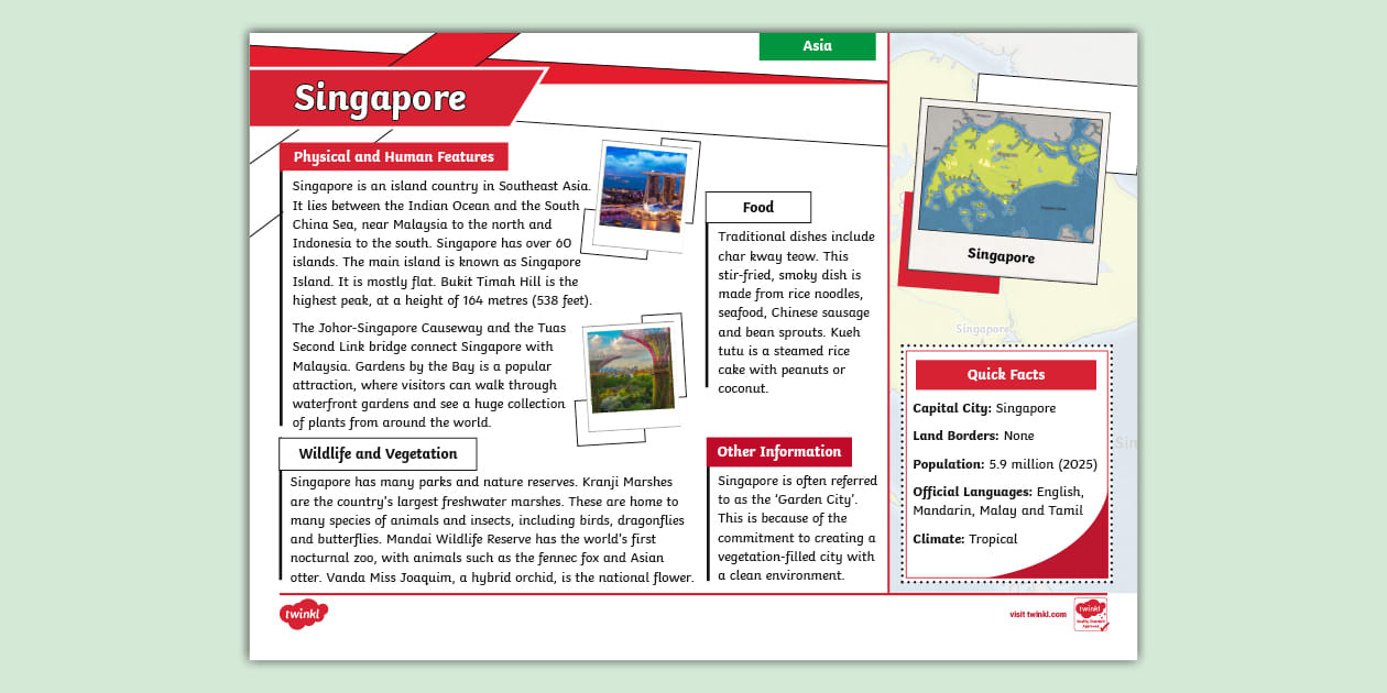 KS2 Singapore Fact File (teacher made) - Twinkl