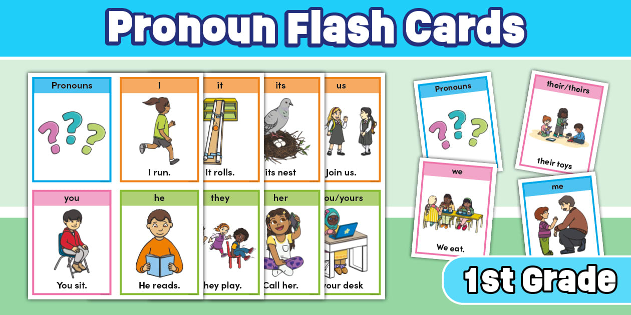 First Grade Pronoun Flash Cards