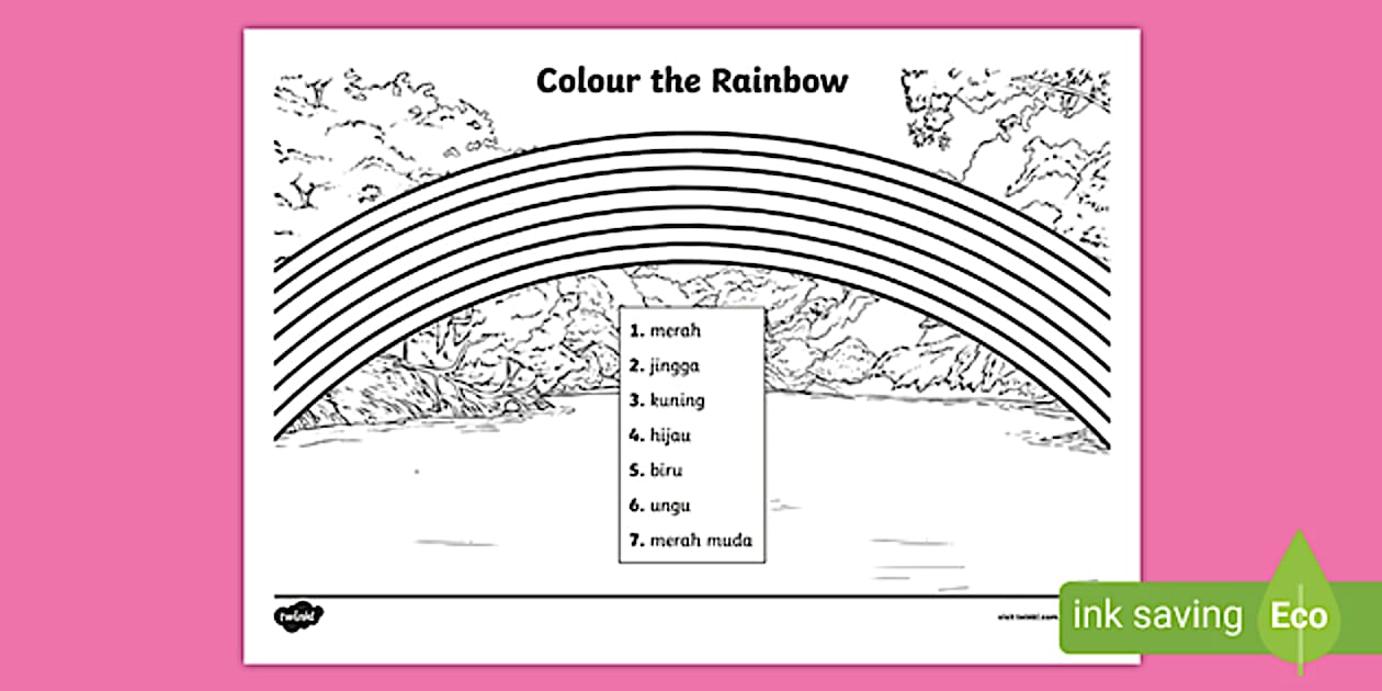 Rainbow Colours Worksheet Indonesian