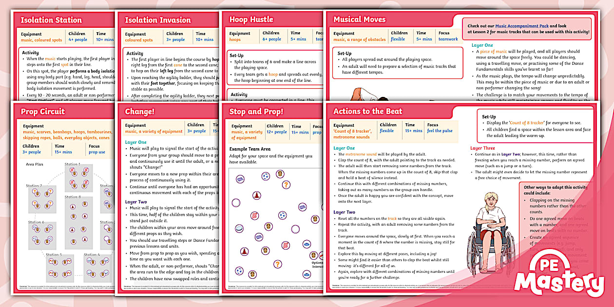 Grade 4 Dance Fundamentals Activities Pack (teacher made)