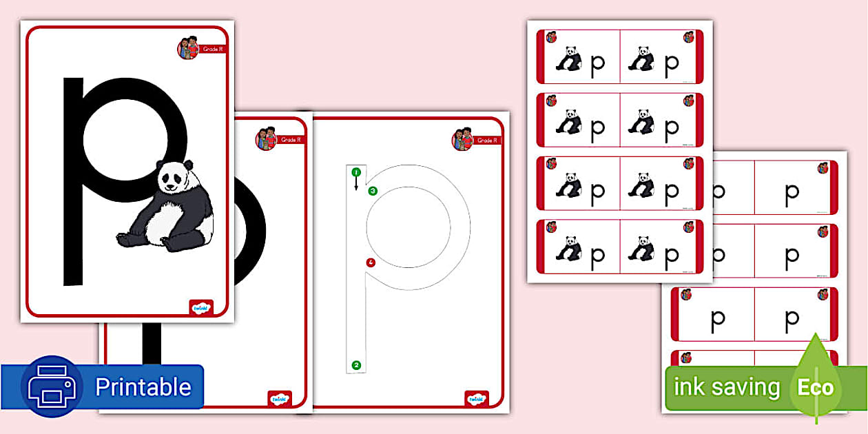 Gr. R Phonics P Poster, Flashcards and Robot Letter - Twinkl