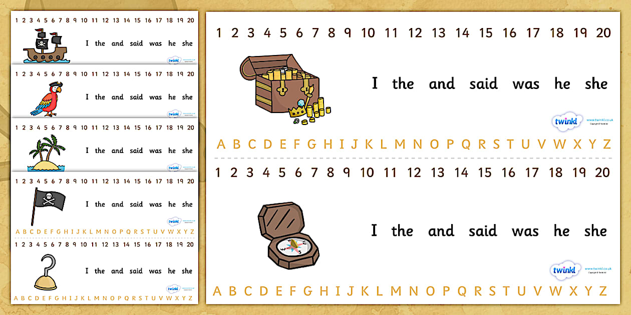 Combined Alphabet and Number Strips (Pirates) (Teacher-Made)