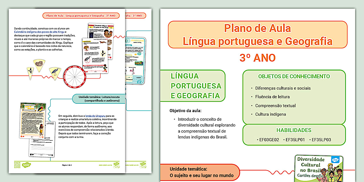 FREE! - Plano de aula 3º ano - Português e Geografia: Diversidade cultural