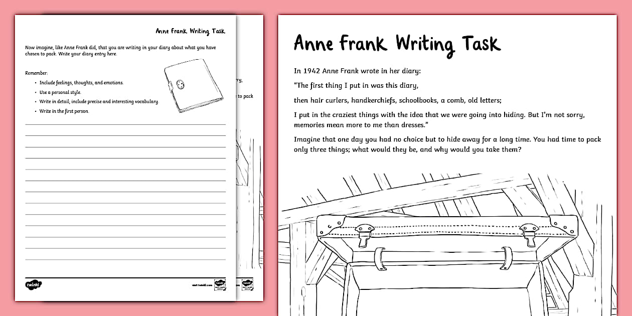 Anne Frank Writing Task for 6th-8th Grade (teacher made)