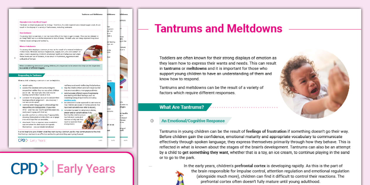 Tantrums and Meltdowns Handout | Early Years CPD