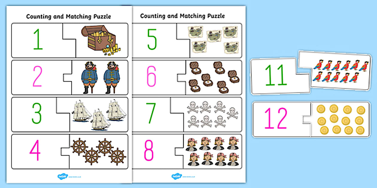 Higher Ability Pirate Themed Counting Matching Puzzle