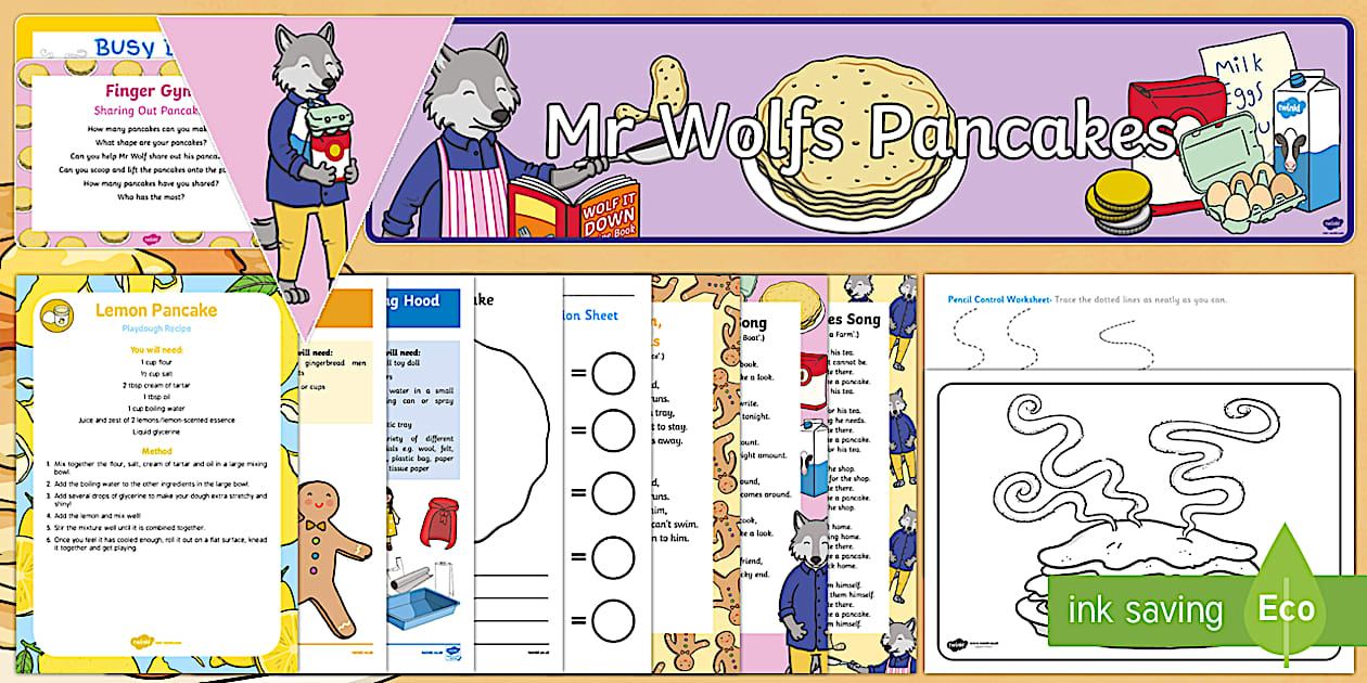 Childminder EYFS Resource Pack to Support Teaching on Mr Wolf's Pancakes