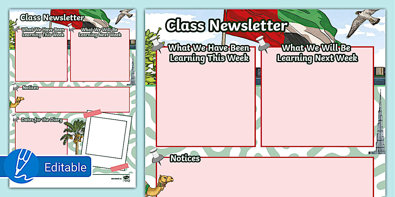 UAE Editable Newsletter Template - Teacher's essentials