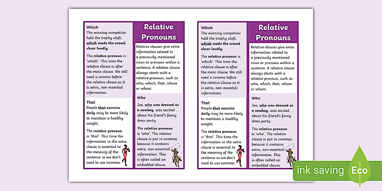 Relative Pronouns Bookmark