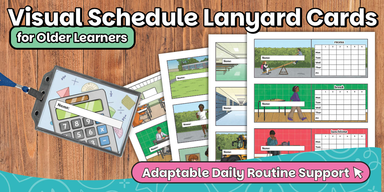 Visual Schedule Lanyard Cards - Older Learners